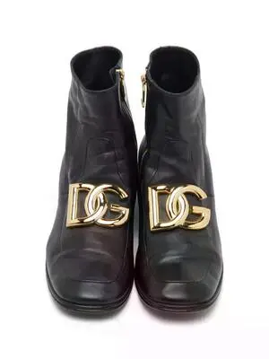 Dolce & Gabbana Dg Logo Leather Ankle Boots