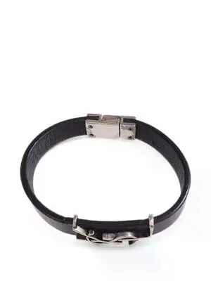 Saint Laurent Logo Appliqué Leather Bracelet