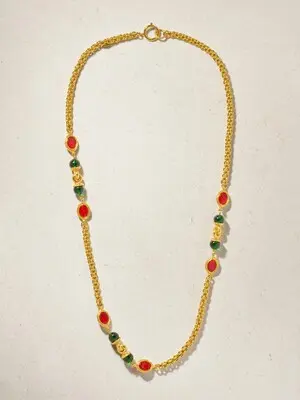 SUSAN CAPLAN Chanel Vintage 1980 Gold-plated Gripoix Crystal Necklace - Multi