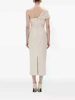 Rachel Gilbert Clay One-shoulder Ruched Midi Dress