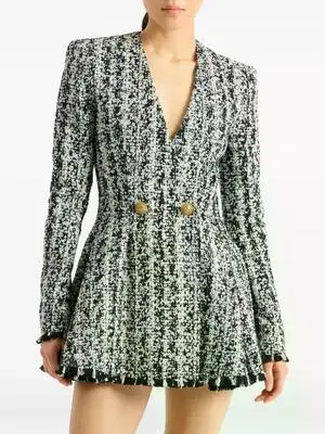 Balmain Two-tone Flared Tweed Dress