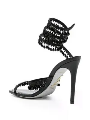 Rene Caovilla Cleo Bead-embellished Stiletto Sandals - Black