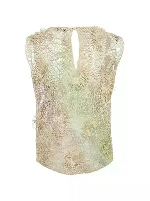 Brunello Cucinelli Monili Crochet Floral Appliqué Top