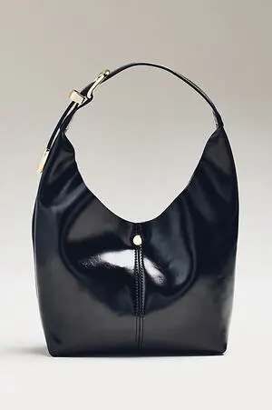 Anthropologie Love Knot Burnished Buckle Mi Slouchy Bag - Black