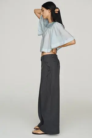 SELF CONTRAST Rio Button Mid-rise Wide-leg Trousers Pants