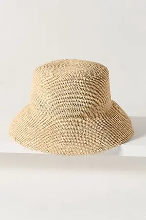 Anthropologie Octopus Straw Bucket Hat