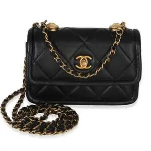 CHANEL Chanel Shiny Lambskin Quilted Extra Mini Flap Bag