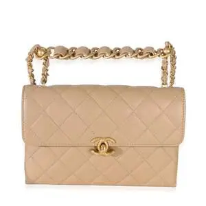 CHANEL Chanel Quilted Lambskin Small Flap Bag With Chain Top Handle