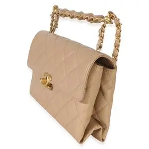 Chanel Quilted Lambskin Flap Bag With Chain Top Handle