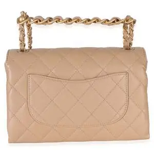 Chanel Quilted Lambskin Flap Bag With Chain Top Handle