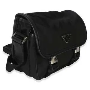 Prada Tessuto Saffiano Double Buckle Messenger Bag
