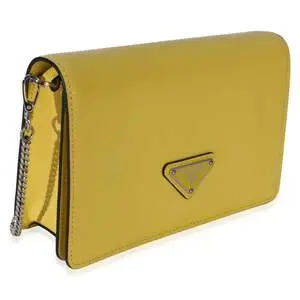 Prada Spazzolato Triangle Chain Crossbody Bag