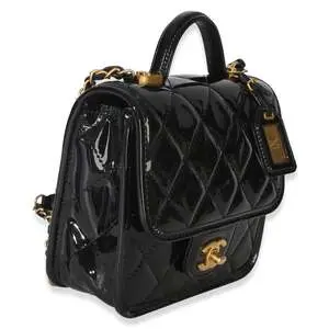 Chanel Quilted Patent School Memory Top Handle Flap Bag