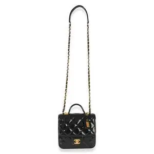 Chanel Quilted Patent School Memory Top Handle Flap Bag
