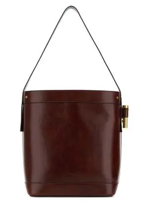 Versace Burgundy Leather Bucket Bag