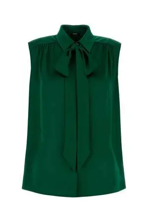 Versace Emerald Satin Blouse - Green