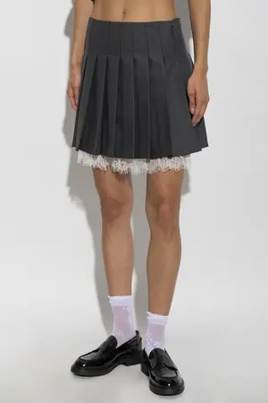 SELF-PORTRAIT Pleated Skirt With Lace Trim