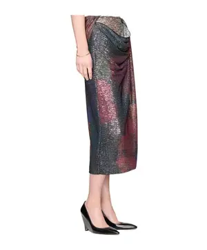 MAISON MARGIELA Printed Paillettes Draped Maxi Skirt