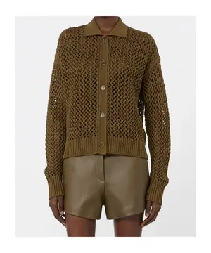 Max Mara Cotton Cordonnet Cardigan Kaki