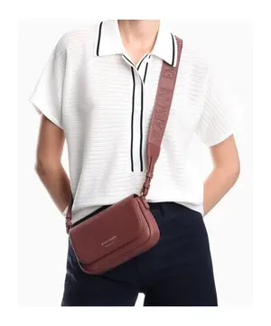 Emporio Armani Wallet On Chain With Pebbled Texture And Adjustable Strap