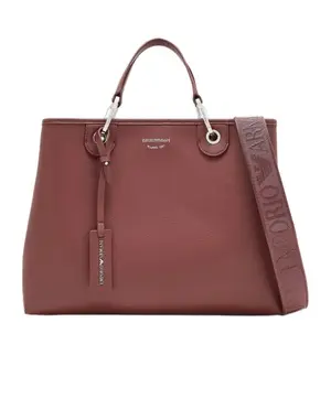 Emporio Armani Shopping Bag With A Pebbled Texture And Dual Top Handles - Red