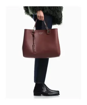 Emporio Armani Logo-print Grained-effect Tote Bag - Red