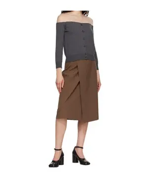 MAISON MARGIELA Wrap Midi Skirt - Brown