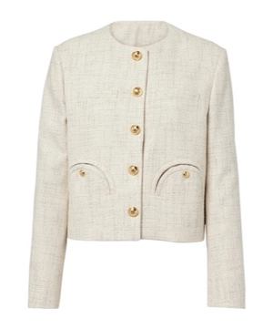 BLAZÉ MILANO Cropped Tweed Jacket With Smiley Pockets - No