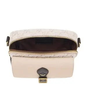 Emporio Armani Crossbody Bag In Cotton With Monogram Pattern And Buckle Detail