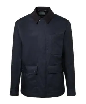 Canali Fleece-collar Coat - Black