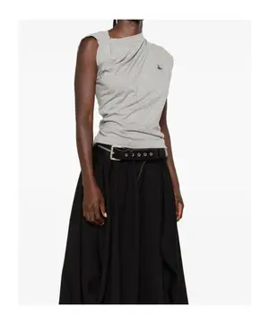 VIVIENNE WESTWOOD Orb Logo Cap Sleeve Top - Grey