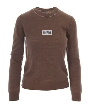 MAISON MARGIELA Contrast-trimmed Wool Blend Knit Jumper - Light Brown