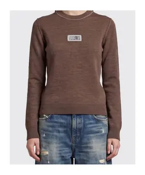 MAISON MARGIELA Contrast Trimmed Ribbed Jumper - Light Brown