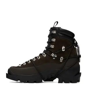 HELIOT EMIL Lace-up Hiking Boots With Carabiner Detail - Dark Brown