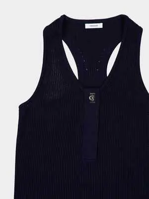 FERRAGAMO Gancini-plaque Ribbed Tank Top
