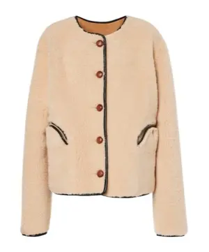 BLAZÉ MILANO Reversible Lamb Fleece Coat - Nude
