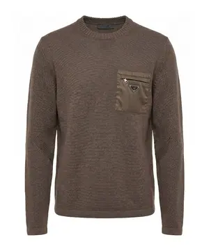 Prada Pocket-detailed Crewneck Jumper - Brown