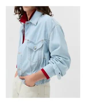 Versace Long Sleeve Denim Jacket With Elasticated Waist