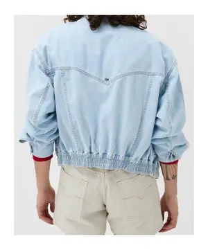 Versace Long Sleeve Denim Jacket With Elasticated Waist