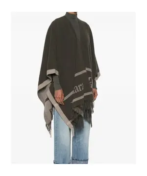 Max Mara Logo-print Fringed Poncho