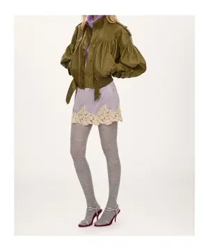 Chloé Gathered Leather Belted Jacket - Eucalyptus