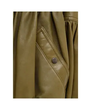 Chloé Gathered Leather Belted Jacket - Eucalyptus