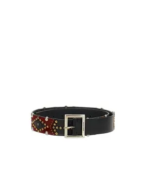 GOLDEN GOOSE Embellished Studded Leather Belt - Black