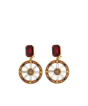 DOLCE & GABBANA Dolce & Gabbana Ruota Carretto Crystal-Embellished Drop Earrings