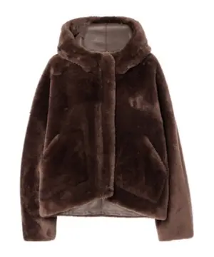 BLANCHA Cropped Shearling Jacket - Black