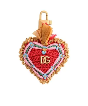 Dolce & Gabbana Keyring With Raffia Charm - Multicolor