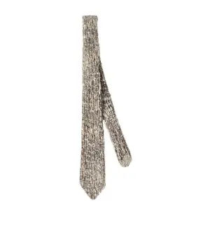 Brunello Cucinelli Mohair And Wool Craquelé Embroidered Tie - Silver