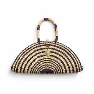 SOKONA Neutrals / Akua — Ripple Handwoven Bag - Blue