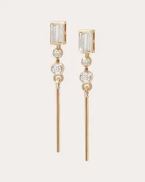 RITIQUE Diamond Nova Mini Mélange Bar Earrings - Gold