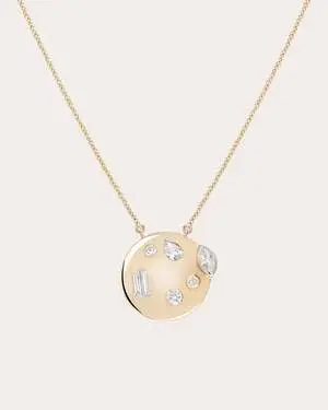 RITIQUE Diamond Disc Mini Mélange Pendant Necklace - Gold